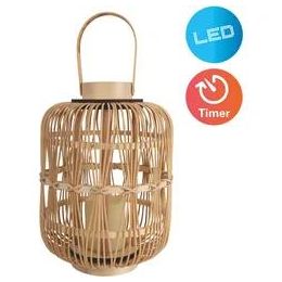 N&auml;ve N&Auml;VE LED Dekolicht "Korbinian", beige (natur), 1, &Oslash; 31cm H: 42,5cm, 1 Stk., Leuchten, Rattankorb natur mit Griff inkl. 1x LED-Kerze warmwei&szlig;, Timer, IP20