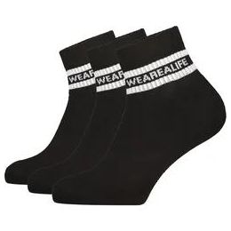 alife and kickin Tennissocken ALIFE & KICKIN "Damen 3 PACK - RikaAK", Damen, Gr. 35-38, schwarz, 75% Baumwolle, 20% Polyester, 3% Polyamid, 2% Elasthan, normal, Socken Tennissocken, Sneakersocken kn&ouml;chelhoch mit Streifen, aus Baumwolle mit weichem Bund