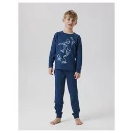 Pyjama name it "NKMNIGHTSET TITAN SKATER NOOS", Jungen, Gr. 158/164, grau (titan), Jersey, Obermaterial: 95% Baumwolle, 5% Elasthan, bedruckt, regular fit normal, Rundhals, Homewear-Sets Pyjama