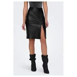 Lederimitatrock Only "ONLOLINE FAUX LEATHER SKIRT OTW NOOS", Damen, Gr. S (36), schwarz, Web, Obermaterial: 100% Polyester, unifarben, regular fit knielang, R&ouml;cke