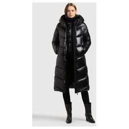 Steppmantel Khujo "RABIA 2IN1 (EINSATZ HERAUSNEHMBAR)", Damen, Gr. L, schwarz, 100% Nylon, unifarben, regular fit knielang, eingesetzt elastischer Bund mit Windstopper, M&auml;ntel Steppmantel