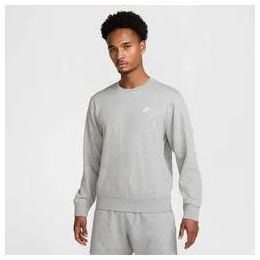 T-Shirt Nike SPORTSWEAR "M NK CLUB FT CREW", Herren, Gr. L, dk grau heather, wei&szlig;, Obermaterial: 80% Baumwolle, 20% Polyester, normal, Shirts T-Shirt, f&uuml;r sportliche Aktivit&auml;ten und Freizeit, sportlicher Stil