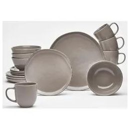 Kombiservice Van Well "Geschirr-Set Urban, 16-teilig", braun, 16 Stk., Steinzeug, Geschirr-Sets, Kombiservice, 4 Personen, Steinzeug, rund