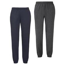 Jogginghose Fruit of the Loom, Herren, Gr. S, N-Gr, deep navy, drk erdgrau, Sweatware, Obermaterial: 80% Baumwolle, 20% Polyester, unifarben, lang, Hosen Jogginghose, im Baumwoll-Mix, 2-er Pack