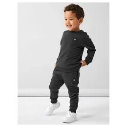 Sweathose name it "NMMVIMO SWE PANT BRU NOOS", Jungen, Gr. 104, N-Gr, blau (schwarz sapphire), Sweatware, Obermaterial: 60% Baumwolle, 40% Polyester, unifarben, regular fit normal, Hosen Sweathose