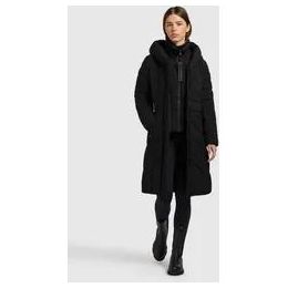 Steppmantel Khujo "LAIO 2IN1 (EINSATZ HERAUSNEHMBAR)", Damen, Gr. L, schwarz, 100% Polyester, unifarben, regular fit knielang, eingesetzt Rippstrickb&uuml;ndchen mit Windstopper, M&auml;ntel Steppmantel