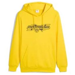 Kapuzensweatshirt Puma "BVB FTBLCULTURE HOODIE", Herren, Gr. XL, faster gelb, Puma schwarz, Sweatware, Obermaterial: 68% Baumwolle, 32% Polyester, gemustert, regular fit normal, angesetztes B&uuml;ndchen, Sweatshirts, mit Kapuze, Regular Fit