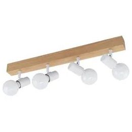 Eglo Deckenspot "TOWNSHEND 3", braun (wei&szlig;, holzfarben), 4, Leuchten, Spot, Wohnzimmerlampe, Flur, L63 x B5 cm, 4X60W exkl., Deckenspot