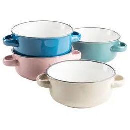 M&auml;ser Suppenteller M&Auml;SER "MAILA, Suppentassen-Set, Steinzeug", blau, gr&uuml;n, rosa, beige, B:16,5cm H:6,3cm L:12,5cm &Oslash;:12,5cm, Steinzeug, Speiseteller, Teller Set