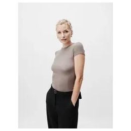 T-Shirt LEGER "Cindy, LeGer by Lena Gercke", Damen, Gr. 42, braun, Feinripp, Obermaterial: 95% Viskose, 5% Elasthan, figurbetont normal, Rundhals, eingesetzt abgesteppte Kante, Shirts T-Shirt, Figurbetont mit Rundhalsausschnitt
