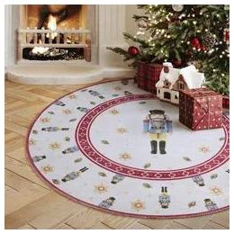Villeroy & Boch Teppich VILLEROY & BOCH "Toy's Delight Limited Edition Santa Claus", nussknacker, H:3mm &Oslash;:160cm, Polyester, Teppiche, Teppich, Limited Edition, Weihnachten, Wohnzimmer, Baumrock, Waschbar, Rund
