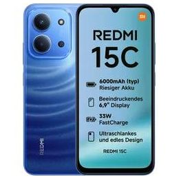 Xiaomi Smartphone "Redmi 15C 4+128GB", Energieeffizienz: A (A-G), blau (moonlight blau), 128 GB, Mobiltelefone