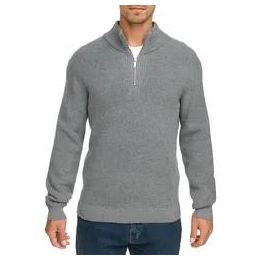 Troyer INDICODE "INEmil 1&frasl;2 zip", Herren, Gr. S, grau (lt grau mel), Strick, Obermaterial: 60% Polyester, 40% Baumwolle, meliert, regular fit h&uuml;ftlang, hoch geschlossener Ausschnitt, Pullover Troyer