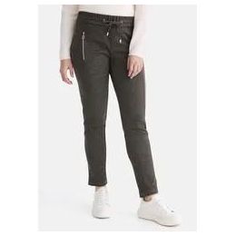Jogg Pants STOOKER WOMEN "Berlin Print Easy Fit Jeans", Damen, Gr. 44, L&auml;nge 29, braun (braun structure), Stoff, 73% Polyester, 25% Baumwolle, 2% Elasthan, gerade, unten schmal lang, Jeans, Tapered Fit Casual Stretch Mit Gummibund f&uuml;r Damen