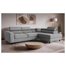 Ecksofa OTTO HOME "AADEN Schlafsofa 254 cm - OTTO. Verl&auml;ssliche Qualit&auml;t.", grau, B:254cm H:90cm T:199cm, 100% Polyester, Sofas, Ecksofa, mit Bettfunktion, Bettkasten, Kopfst&uuml;tzen, rechts/links bestellbar, Topseller