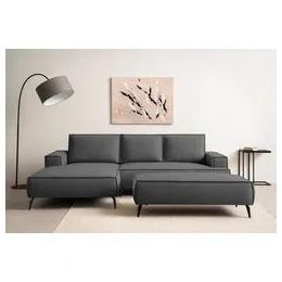 Sitzgruppe Home Affaire "TVINNU, Polsterecke L-Form, Schlaffunktion, mit Hocker", anthrazit, B:275cm H:83cm T:173cm, Sitzm&ouml;bel-Sets, Set, stellbar zum Schlafsofa (Krokodilverbinder)