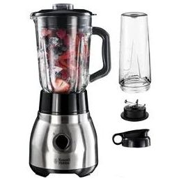 Russell Hobbs Standmixer "2-in-1 Glas- 23821-56, Edelstahl", grau (edelstahl), B:22,2cm H:38,5cm T:27,5cm, Zerkleinerer, vollautom. Standmixer mit Kochfunktion, Smoothie, 8 Programme