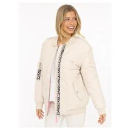 Bomberjacke Zwillingsherz "Wild Heart", Damen, Gr. S, hellbeige, Web, Obermaterial: 100% Polyester, unifarben, Basic Po-bedeckend, ohne Ausschnitt, Rippb&uuml;ndchen, Jacken Bomberjacke, Stickerei, Rei&szlig;verschluss,Taschen mit Druckkn&ouml;pfen