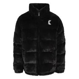 Winterjacke Karl Kani "Karl Kani Herren KM214-014-1 OG Fake Fur Puffer Jacket black", Herren, Gr. XS, schwarz, 100% Polyester, normal, hoch geschlossener Ausschnitt, Jacken Winterjacke