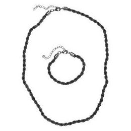 Edelstahlkette Urban Classics "Urban Classics Damen Charon Intertwine Necklace And Bracelet Set", gunmetal, Halsketten, Herren, onesize, Eisen, Edelstahlkette