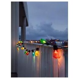 Konstsmide LED-Lichterkette "Weihnachtsdeko aussen", schwarz, Dioden 20 Stk. Flammen 20 Stk., Kabell&auml;nge 10m x Gesamtl&auml;nge 14,75m, Lichterketten, LED Biergartenkette, bunt, 20 bunte Birnen / 40 warm wei&szlig;e Dioden