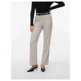 V&eacute;ro Moda Anzughose VERO MODA "VMZAMIRA BESTIE MW STRAIGHT PANT NOOS", Damen, Gr. L, L&auml;nge 32, light grau melange, Web, Obermaterial: 94% Polyester, 4% Viskose, 2% Elasthan, unifarben, normal, Hosen Anzughose