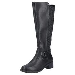 Stiefel Rieker, Damen, Gr. 37, Normalschaft, schwarz, Elastischer Einsatz, Lederimitat, unifarben, Schuhe Stiefel, Langschaftstiefel, Stretchstiefel mit herausnehmbarer Innensohle