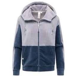 Sweatjacke Ragwear "Colbien Cordy", Damen, Gr. S (36), indigo, Cord, Material: 76% Baumwolle, 20% Polyester, 4% Elasthan, oversize h&uuml;ftbedeckend, hoch geschlossener Ausschnitt, Raglan&auml;rmel,weit normaler Saum, Sweatjacken Sweatjacke, Gem&uuml;tliche Damen Cordjacke aus kuschelig angerautem Kord