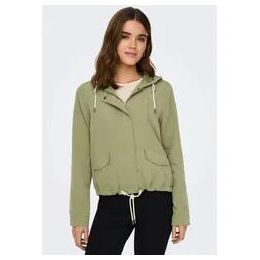 Parka Only "ONLSKYLAR HOOD SPRING JACKET CC OTW", Damen, Gr. S, aloe, Web, Obermaterial: 92% Polyester, 8% Nylon, unifarben, regular fit, Jacken Parka, mit