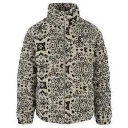 Allwetterjacke Karl Kani "Karl Kani Damen KM233-024-1 KK Og Paisley Teddy Puffer Jacket", Herren, Gr. S, sanftes wei&szlig;, schwarz, 100% Polyester, Paisley, normal, hoch geschlossener Ausschnitt, Jacken