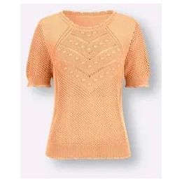 Ajourpullover Inspirationen "Pullover", Damen, Gr. 52, apricot, 100% Baumwolle, unifarben, Pullover