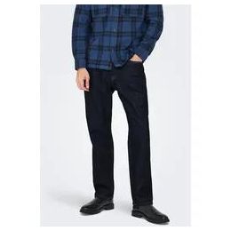 Only & Sons Regular-fit-Jeans ONLY & SONS "ONSEDGE STRAIGHT BROMO 0017 DOT DNM NOOS", Herren, Gr. 36, L&auml;nge 32, blau (dunkelblau denim detail:rinse), Denim/Jeans, Obermaterial: 100% Baumwolle, regular fit, Jeans