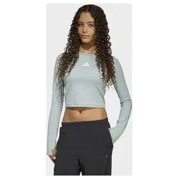 Funktionsshirt Adidas SPORTSWEAR "TECHFIT LONGSLEEVE", M&auml;dchen, Gr. 128, wonder sage, wei&szlig;, Obermaterial: 83% Polyester, 17% Elasthan, Rundhals, Shirts Funktionsshirt