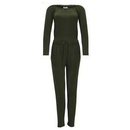 Jumpsuit DEF "DEF Damen Overall", Damen, Gr. XS, US-Gr&ouml;&szlig;en, olive, 95% Baumwolle, 5% Elasthan, unifarben, normal, Carmenausschnitt, Overalls Jumpsuit