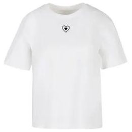 T-Shirt MISS TEE "Miss Tee Damen Good Vibes Only Heart Tee", Damen, Gr. XS, wei&szlig;, 100% Baumwolle, bedruckt, oversize, Rundhals, Shirts T-Shirt