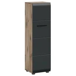 Stauraumschrank Welltime, nox oak nb, schwarz matt, B:30cm H:106cm T:30cm, Holzwerkstoff, MDF, Schr&auml;nke, Stauraumschrank, Florenz, Badschrank Nox Oak NB, 106 cm hoch, 4 F&auml;cher