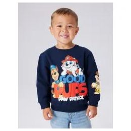Sweatshirt name it "NMMJEEP PAW NREG SWEAT BRU NOOS CPLG", Jungen, Gr. 104, navy blazer, angeraute Sweatware, Obermaterial: 95% Baumwolle, 5% Elasthan, bedruckt, unifarben, Basic h&uuml;ftlang, Rundhals, Rippb&uuml;ndchen, Sweatshirts Sweatshirt