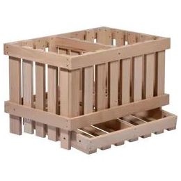 Holzkiste Dobar, beige (natur), B:40cm H:40cm T:60cm, Holzwerkstoff, Aufbewahrungsboxen, Vorratsbeh&auml;lter aus Holz mit 2 Abteilungen
