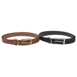 Synthetikg&uuml;rtel Urban Classics "Urban Classics Slim Synthetic Velour Leather Belt 2-Pack", Damen, Gr. L/XL, schwarz, silber, braun, gold, 100% Polyurethan, G&uuml;rtel