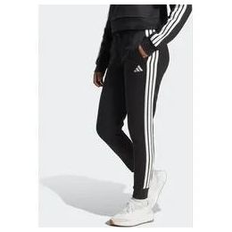 Sporthose Adidas SPORTSWEAR "ESSENTIALS 3-STREIFEN FLEECE-, SCHMAL GESCHNITTEN", Damen, Gr. XL, N-Gr, schwarz, wei&szlig;, normal, gr., Obermaterial: 55% Baumwolle, 36% Polyester, 9% Viskose, Hosen Sporthose, schmal geschnitten, f&uuml;r vielseitige Aktivit&auml;ten, aus Baumwollmix