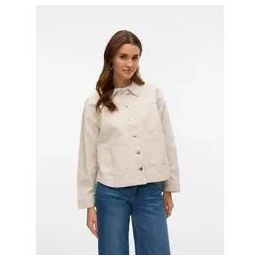 V&eacute;ro Moda Jeansjacke VERO MODA "VMJAMIE LS DENIM SHACKET MIX NOOS", Damen, Gr. XS, beige (birch), Denim/Jeans, Obermaterial: 80% Baumwolle, 20% Polyester, unifarben, loose fit normal, Jacken Jeansjacke, Baumwollmischung