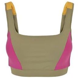 B&uuml;gel-BH Urban Classics "Urban Classics Damen Ladies Color Block Bra", Damen, Gr. XS, Cup 0, khaki, brightviolett, magimango, 80% Polyamid, 20% Elasthan, BHs B&uuml;gel-BH