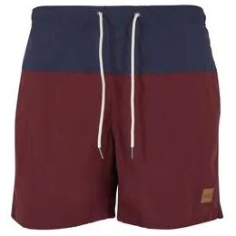 Badeshorts Urban Classics "Urban Classics Herren Block Swim Shorts", Herren, Gr. XXL, US-Gr&ouml;&szlig;en, nvy, burgundy, 100% Polyamid, Badehosen Badeshorts