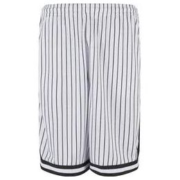 Shorts Urban Classics "Urban Classics Herren Striped Mesh Shorts", Herren, Gr. S, US-Gr&ouml;&szlig;en, wei&szlig;, schwarz, 100% Polyester, gestreift, loose fit, Hosen Shorts