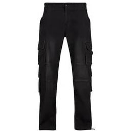 Cargohose BRANDIT "Brandit Brandit Denim Cargo Pants", Damen, Gr. 34/34, L&auml;nge 34, schwarz, 75% Baumwolle, 24% Polyester, 1% Elasthan, unifarben, loose fit, Hosen Cargohose