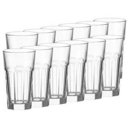 Longdrinkglas Leonardo "Longdrinkgl&auml;ser Rock 340 ml 12er Set transparent", bunt (transparent), Glas, Trinkgef&auml;&szlig;e
