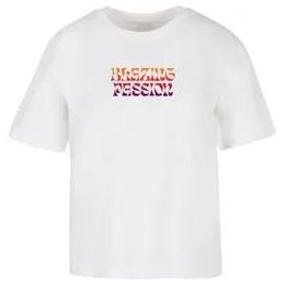 T-Shirt MISS TEE "Miss Tee Damen Blazing Passion Tee", Damen, Gr. S, wei&szlig;, 100% Baumwolle, bedruckt, oversize, Rundhals, Shirts T-Shirt