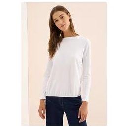 Langarmshirt Cecil, Damen, Gr. XL (44), wei&szlig;, Web, 100% Baumwolle, unifarben, normal normal, U-Boot-Ausschnitt, abgesteppt, Shirts Langarmshirt, aus reiner Baumwolle