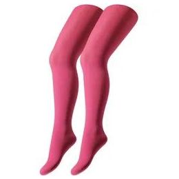 Strumpfhose Camano "2er Pack", M&auml;dchen, Gr. 122/128, pink (shocking pink), 95% Polyester, 5% Elasthan, Strumpfhosen Strumpfhose