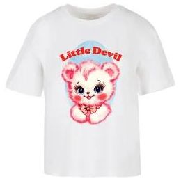 Mister Tee T-Shirt MISS TEE "Miss Tee Little Devil Tee", Damen, Gr. XS, wei&szlig;, 100% Baumwolle, bedruckt, oversize, Rundhals, Shirts T-Shirt